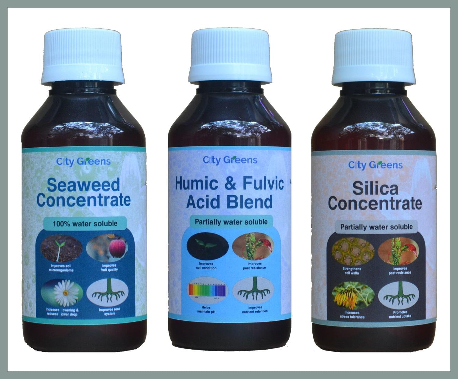 How to use City Greens plant growth boosters - Seaweed, Silica, Humic ...