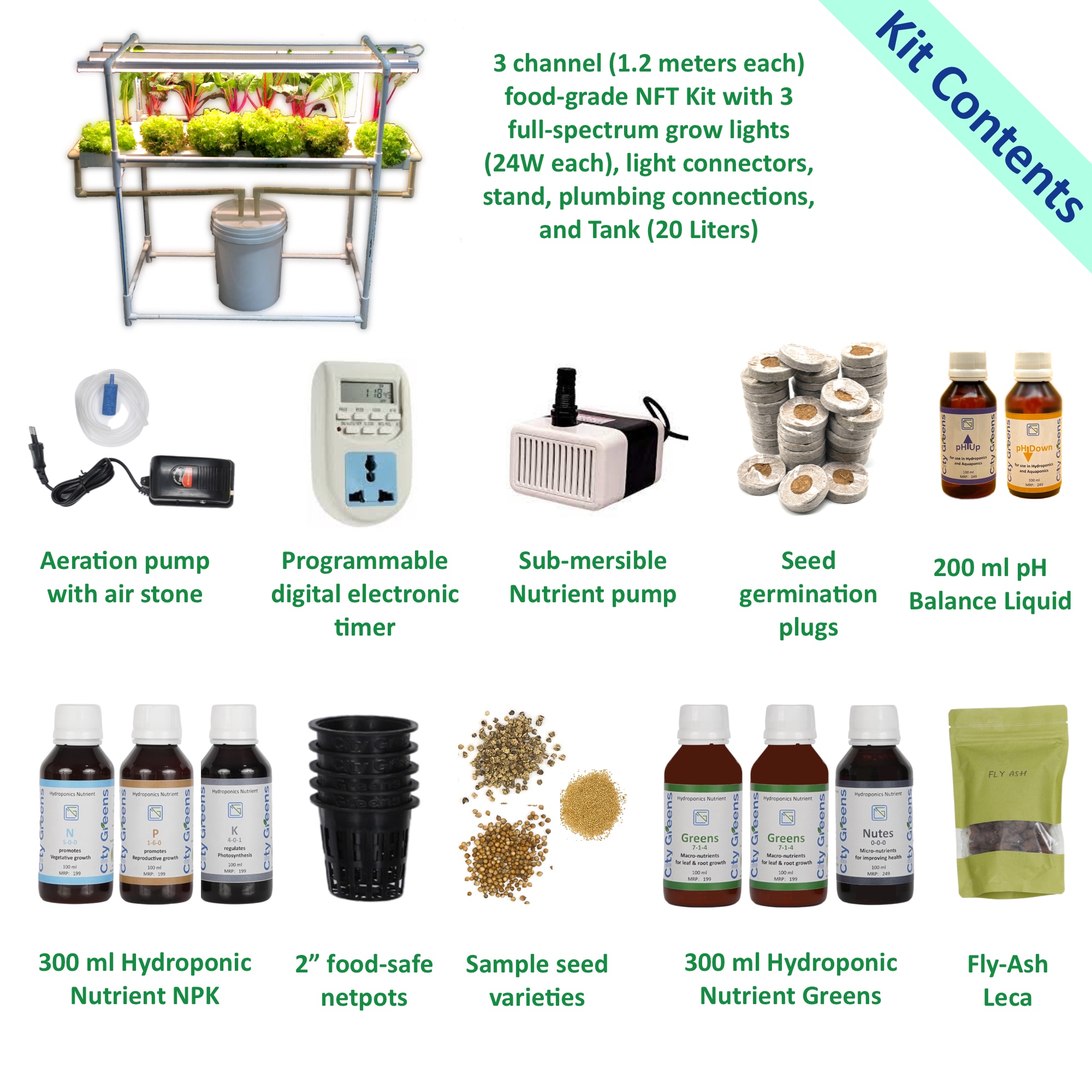 Indoor NFT Hydroponic Kits - Full Spectrum Lights