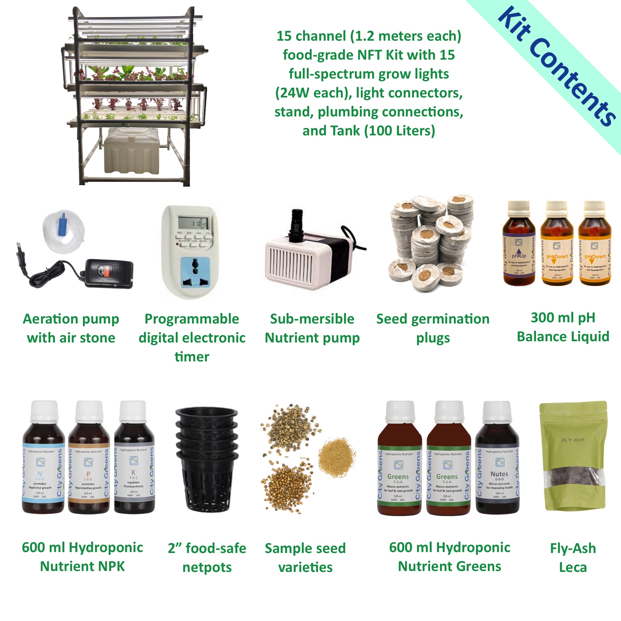 Indoor NFT Hydroponic Kits - Full Spectrum Lights